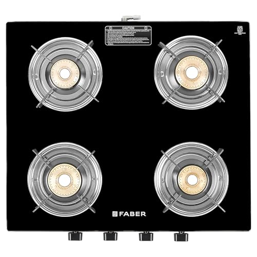 Buy Faber 4 Burner Daisy Pro Cooktop with Brass Burners | Black Glass