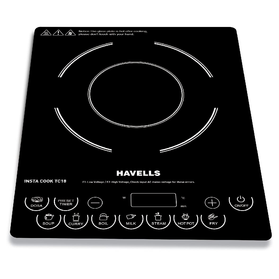 Buy Havells Induction Cooktop Online 1800Watt | Crystal Glass, Black