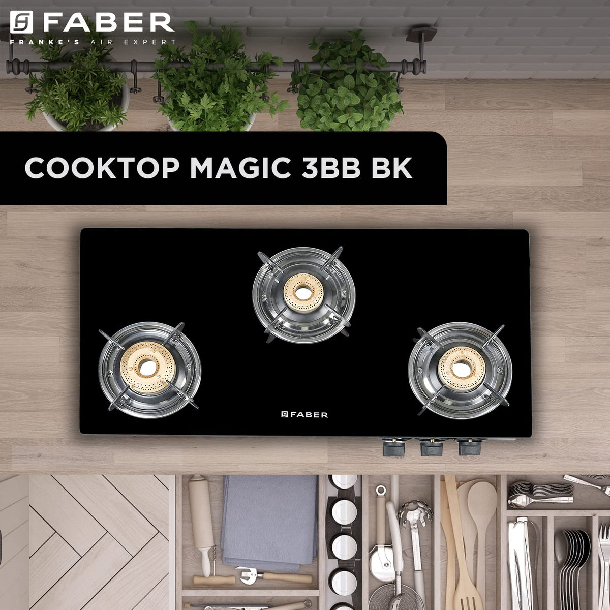 Buy Faber Glass Top 3 Burner Gas stove | Jumbo Burner | Powder Coated