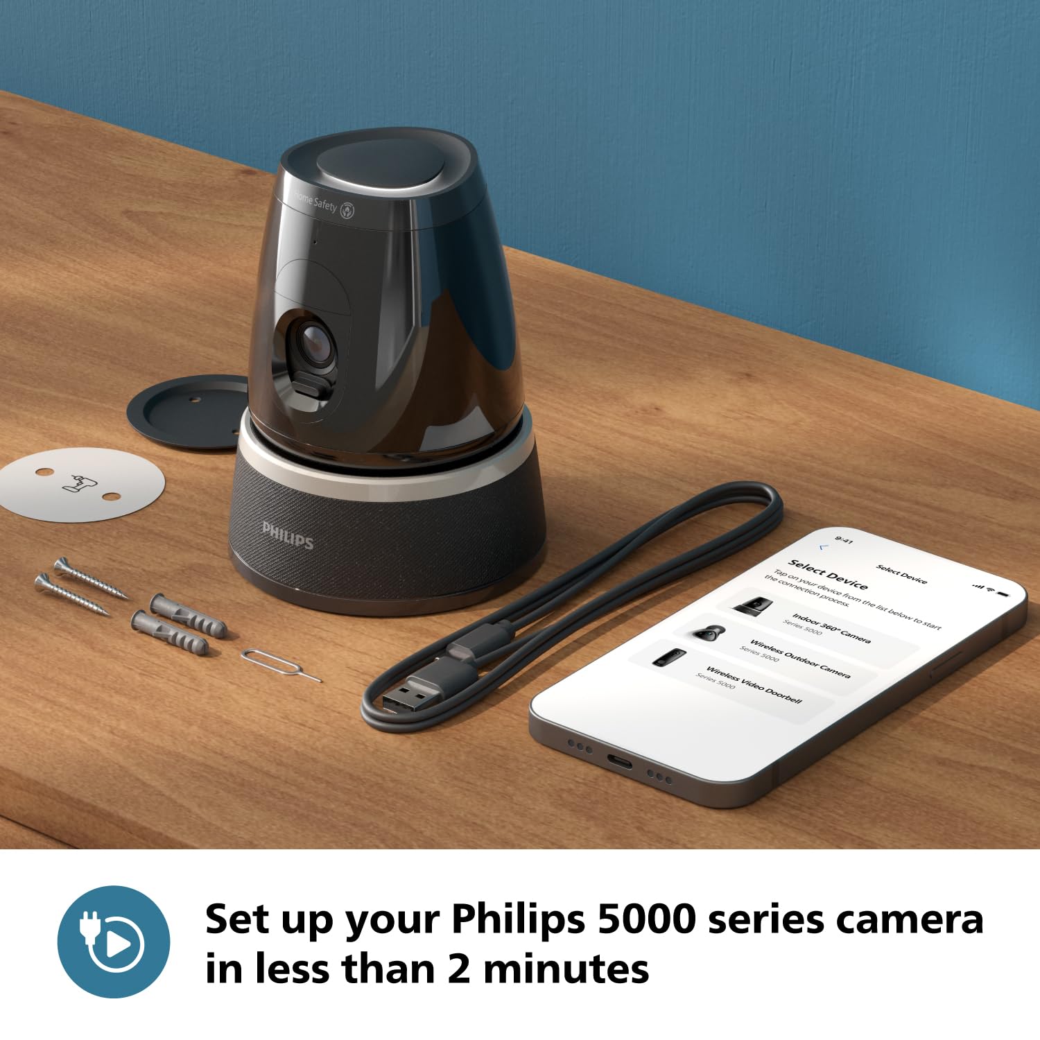 PHILIPS 5000 Series Wi-Fi 360 Degree Camera | AI-Enhanced CCTV Camera